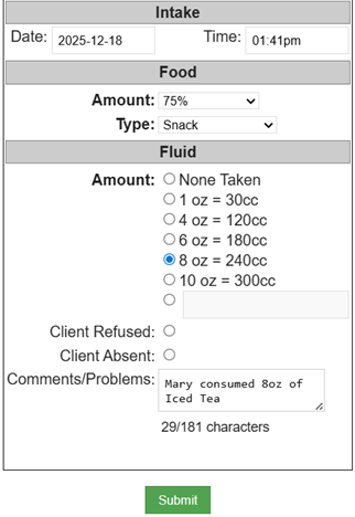 Intake (Food & Fluid) Tracking and Reporting Enhancements (Guide) – TMP